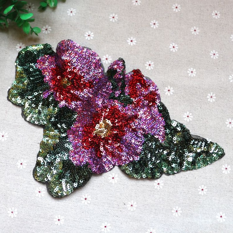 Flower Sequined Applique Patchsequin Flower Patchesvintage - Etsy