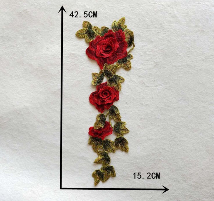 Red Embroidered 3D Flower Applique Patchvintage Floral Patch - Etsy