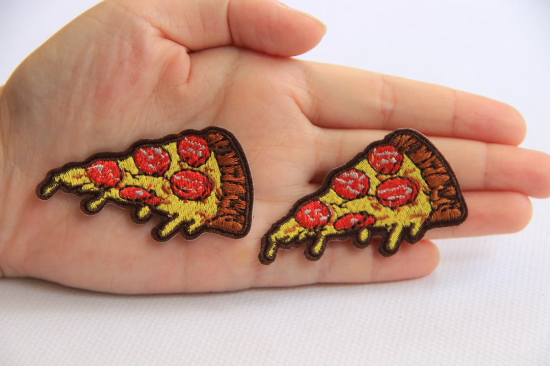 2 Pieces Pizza Embroidery Iron on Applique Patch,embroideried Patch ...