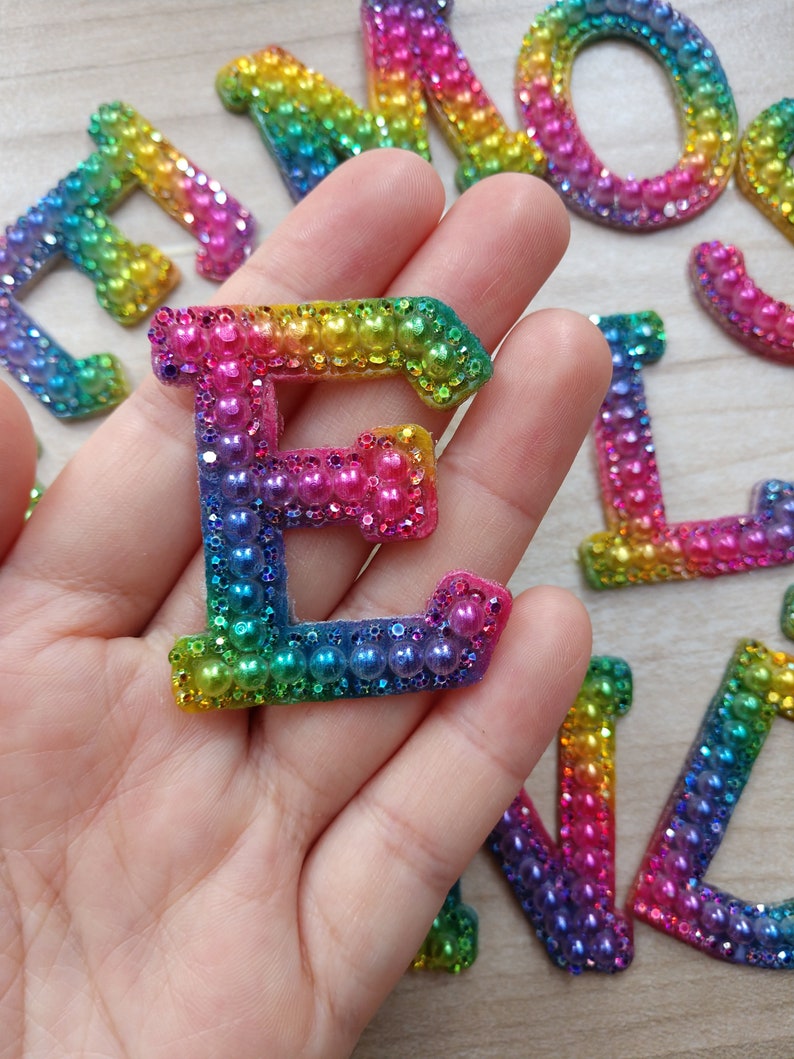 Colorful Pearl and Rhinestone Letters Iron on Applique - Etsy