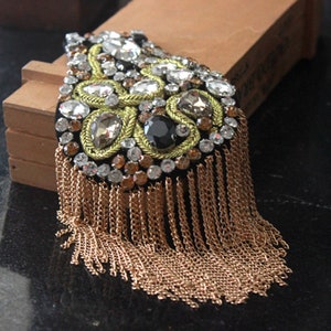 A Pair of Gold Tassels Epaulet,handmade Shoulder Pad,diamond Shoulder ...