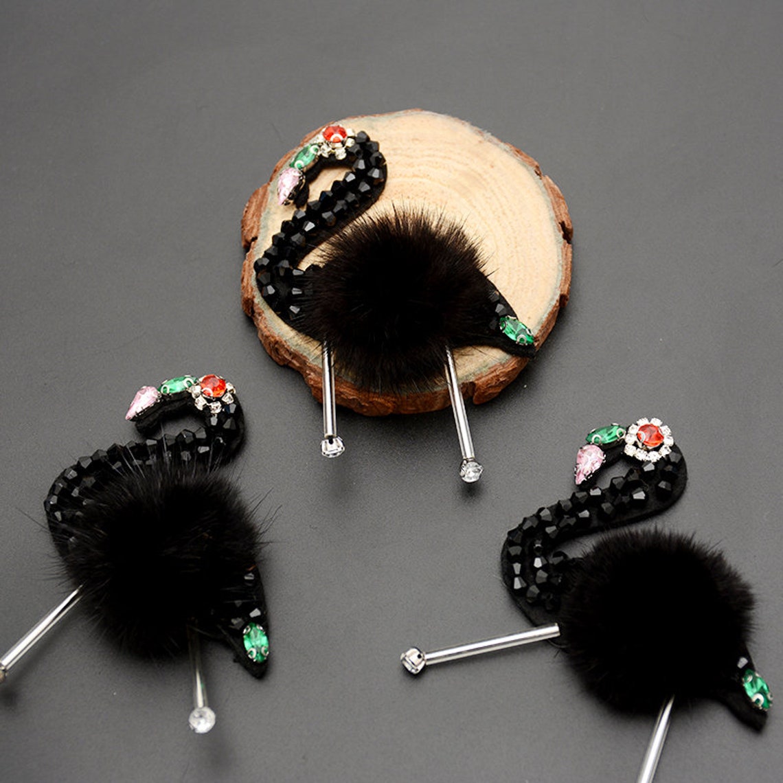 Delicate Black Swan Embroidery Beaded Sequined Applique - Etsy