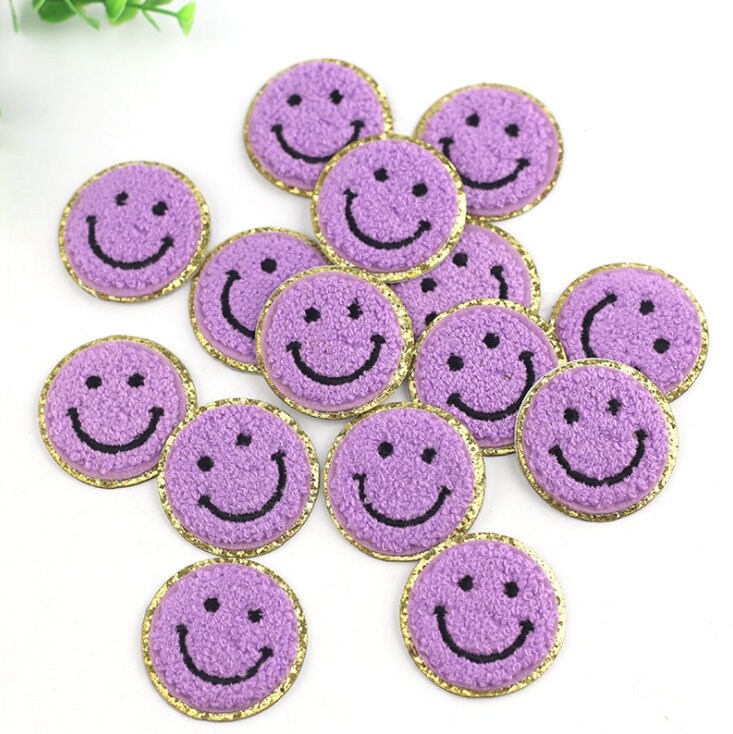 2 Pieces Colorful Chenille Smile Embroidered Iron on Applique Patch ...