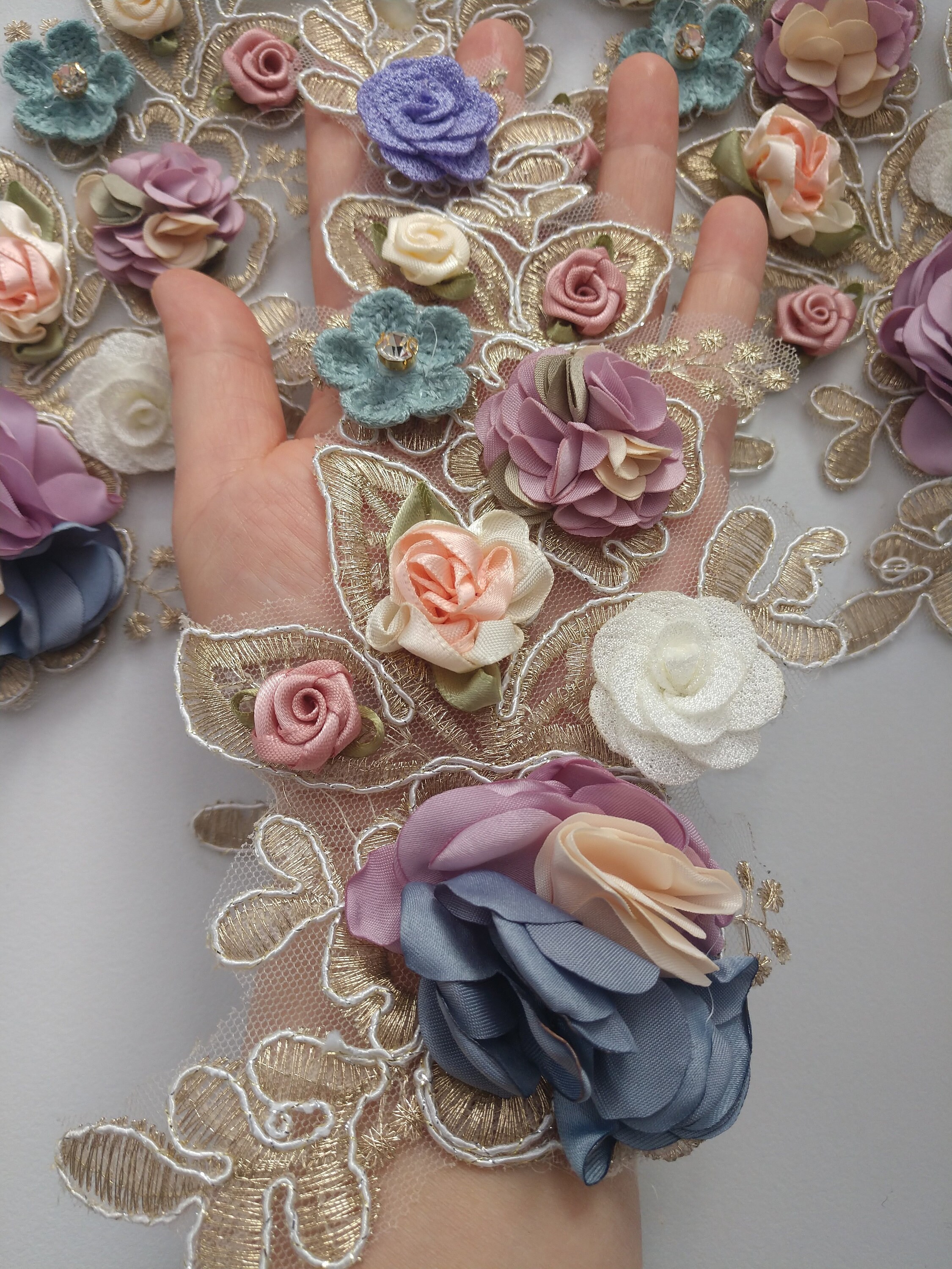 Delicate Embroidered Pink 3D Flower Applique Patchvintage - Etsy