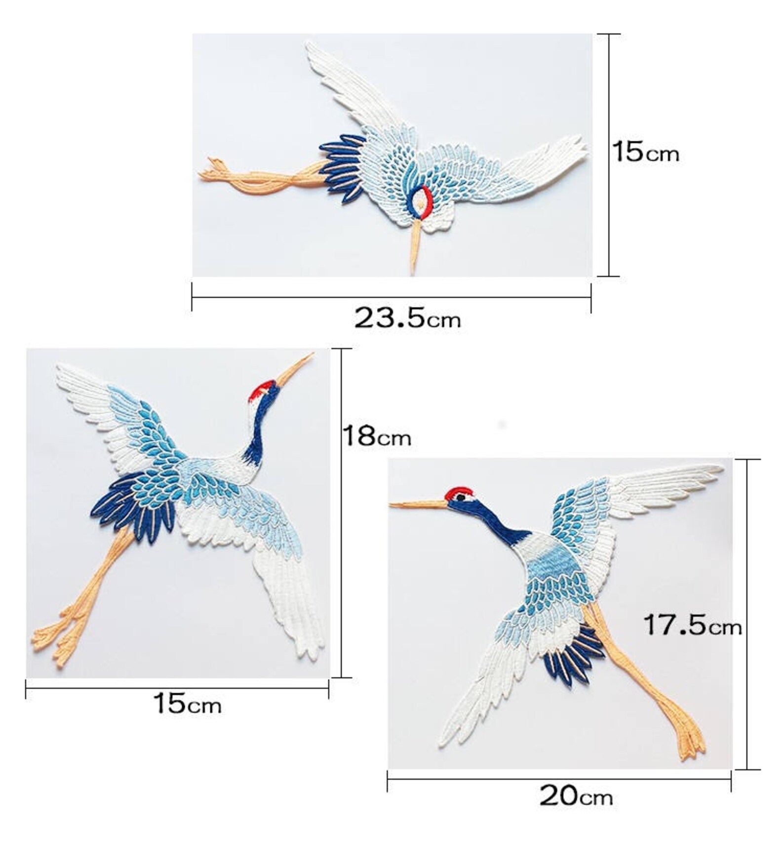 Delicate Blue Cranes Embroidered Applique Patch,embroidery Birds ...