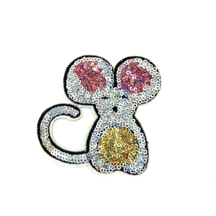 6 Pieces Mouses Sequined Applique Patches,paillette Patch,sequins Mouse ...
