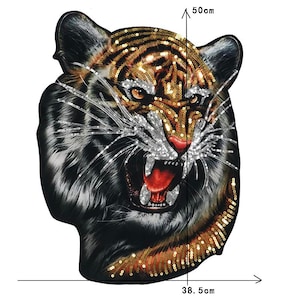Large Tiger Sequined Applique Patch,paillette Patch,sequins Tiger Patch ...