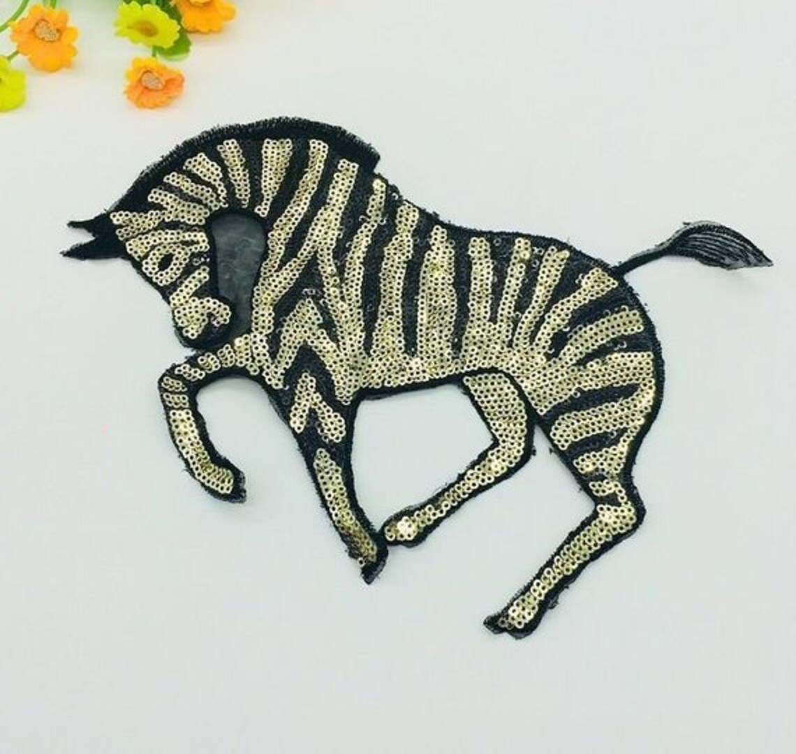 A Pair of Zebra Sequined Applique Patchpaillette - Etsy
