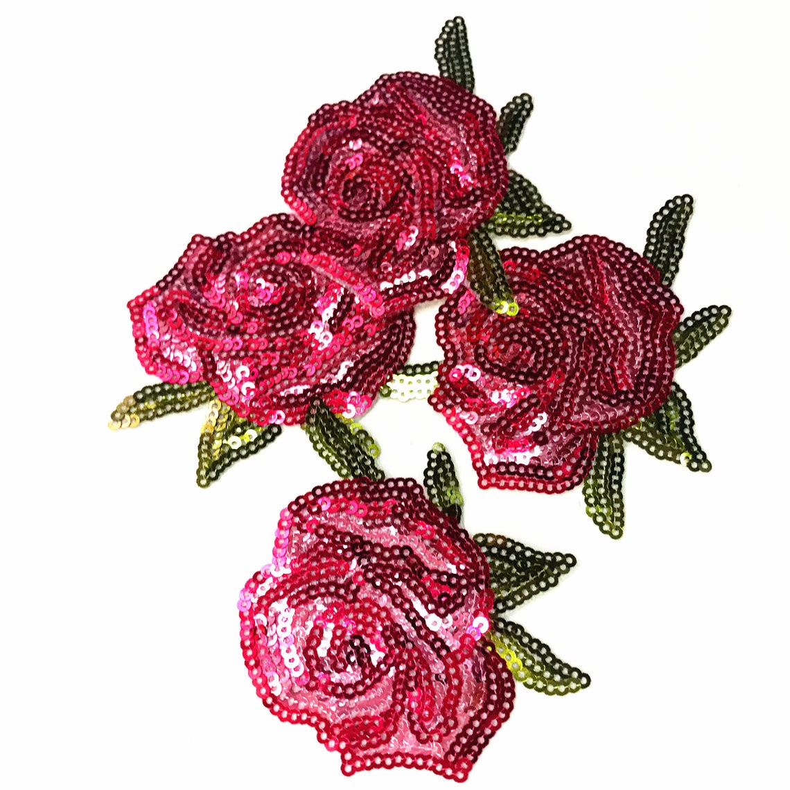 4 Pieces Flower Sequined Applique Patch,sequin Florals Sequins Patch ...