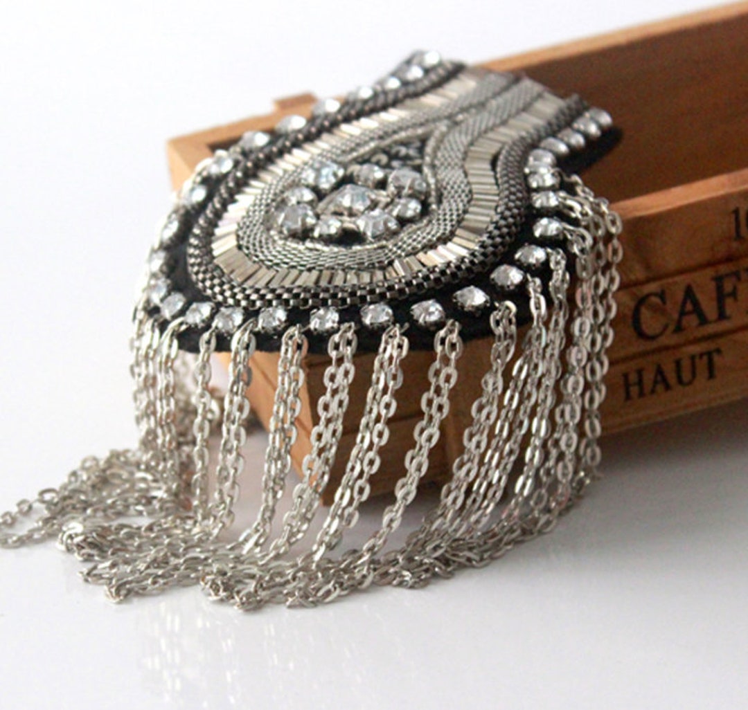 A Pair of Tassels Diamond Epaulet,handmade Shoulder Pad,studs Shoulder ...
