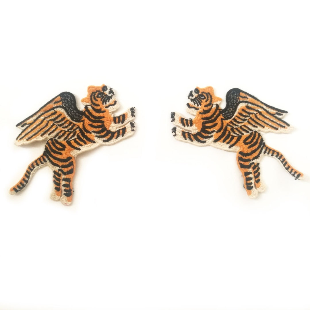 A Pair of Tiger Embroidery Applique Patch,embroidered Tiger Patch ...
