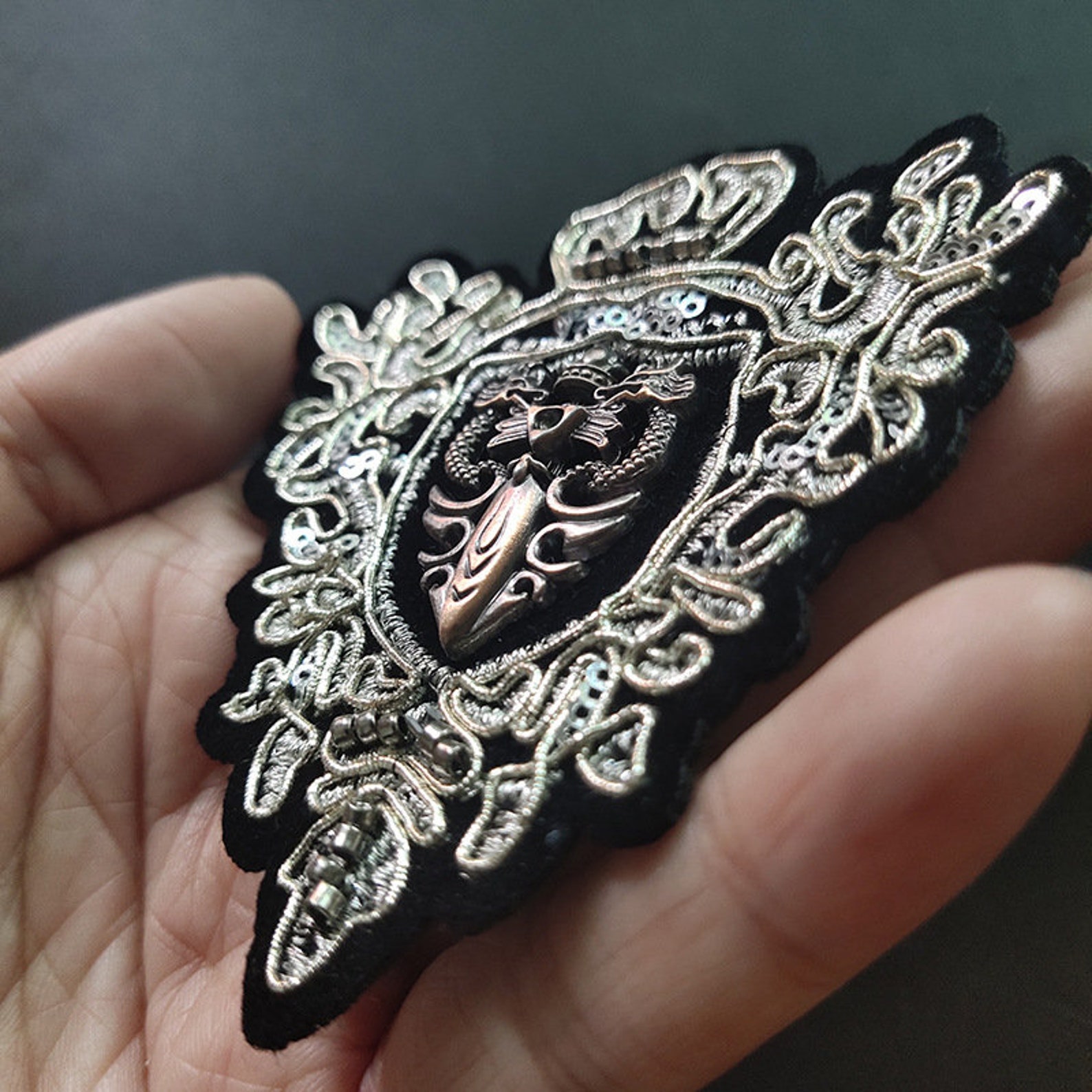 Delicate Gold Scarab Embroidered Applique Patch,embroidery Crown Patch ...