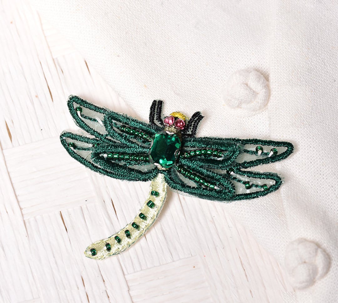 Delicate Dragonfly Sequined Beaded Applique Patch,beaded Dragonfly ...