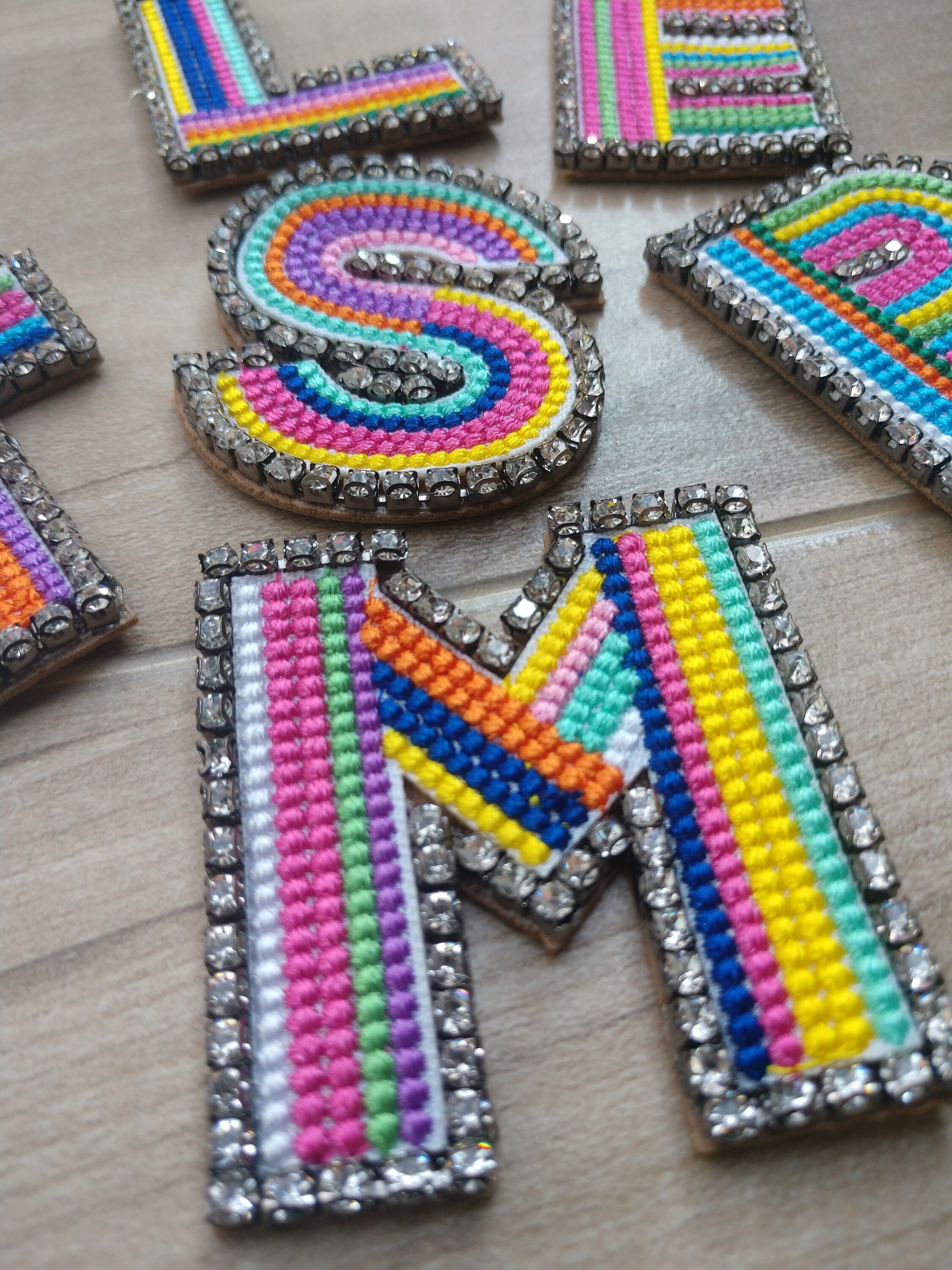 Delicate Colorful Rhinestone Embroidery Letter Applique - Etsy