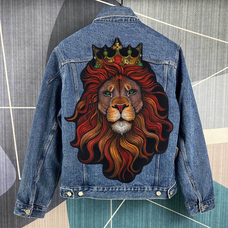 Large Lion Printed Fabric Applique Patch,embroidery Printed Fabric ...