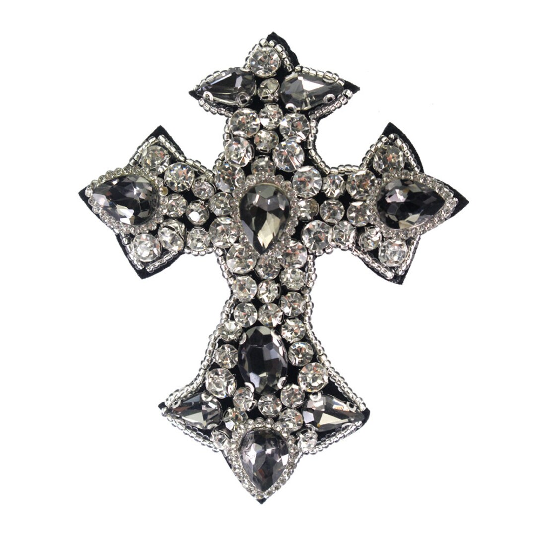 Delicate Cross Embroidery Beaded Applique Patch,rhinestone Cross Patch ...
