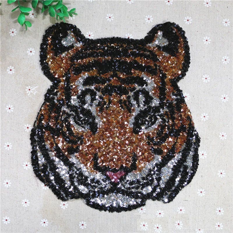 Large Tiger Head Sequined Applique Patchpaillette - Etsy