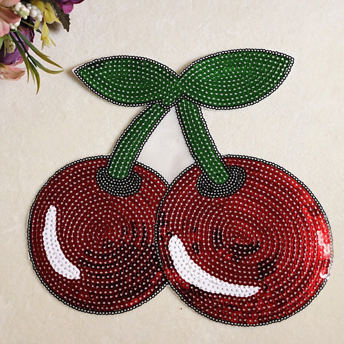 2 Pieces Cherry Sequined Applique Patchpaillette - Etsy