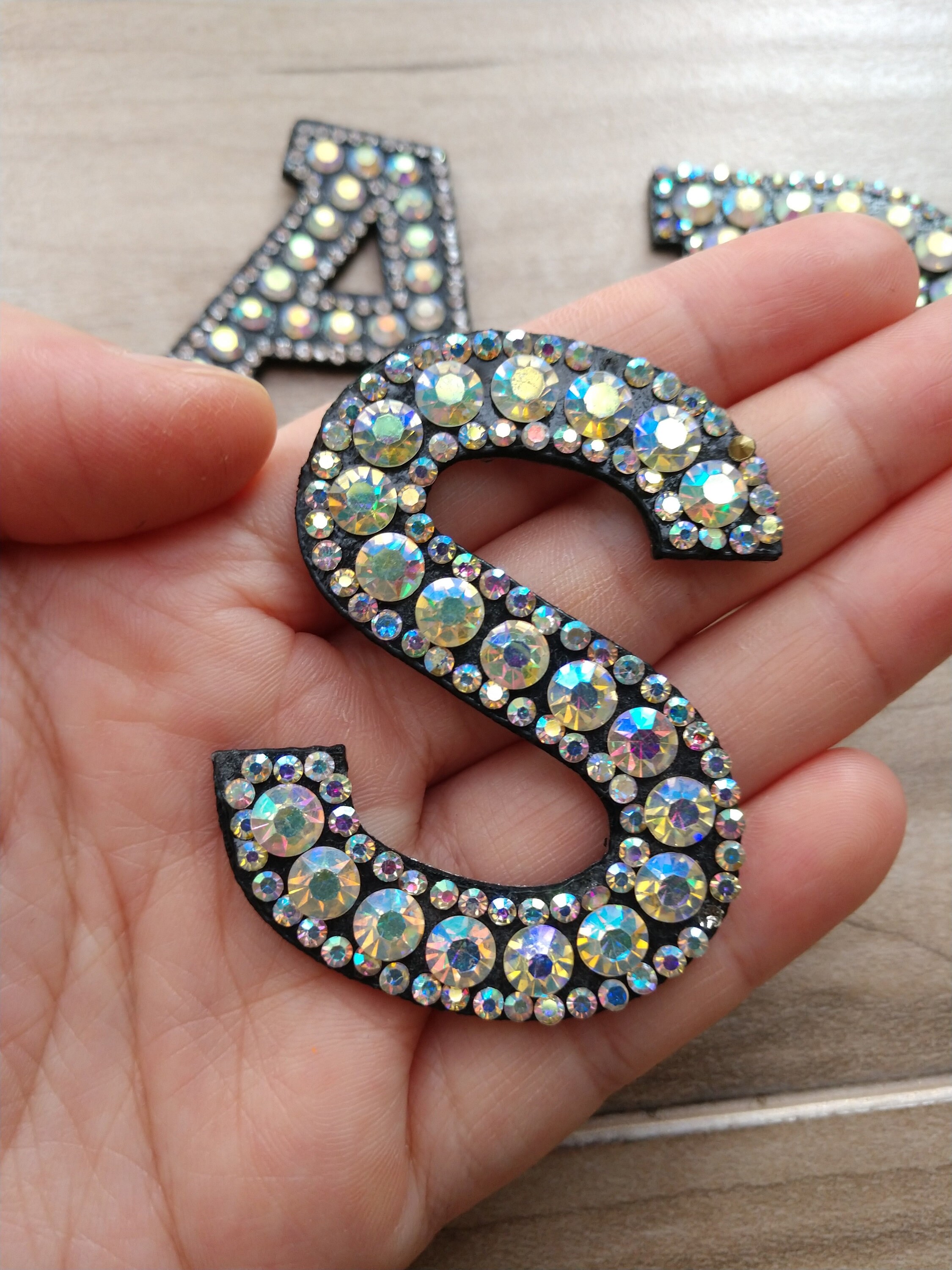 Diamond Letters Embroidery Sequined Iron on Applique Patch,rhinestone ...