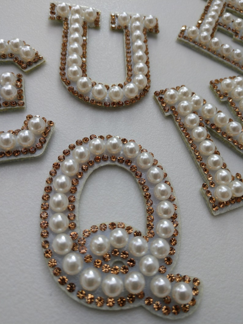 Gold Pearl and Rhinestone Letters Iron on Applique - Etsy