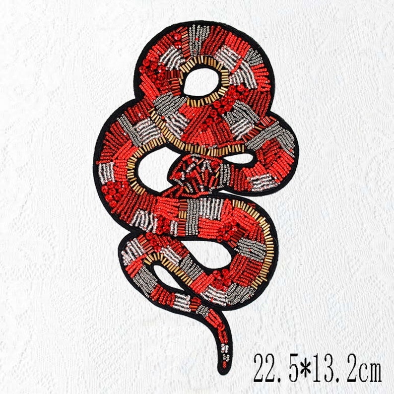 Delicate Snake Embroidery Rhinestone Sequined Applique - Etsy