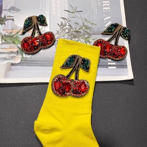 Delicate Embroidery Cherry Beaded Applique Patch,rhinestone Cherry ...