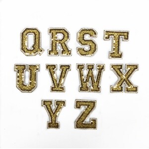 Gold Letters Sequined Iron on Applique Patch,sequins Embroidery Letter ...