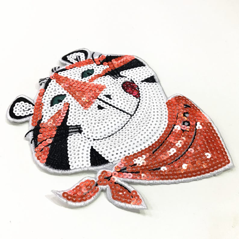 Cartoon Tiger Sequined Applique PatchesEmbroidery Tiger | Etsy
