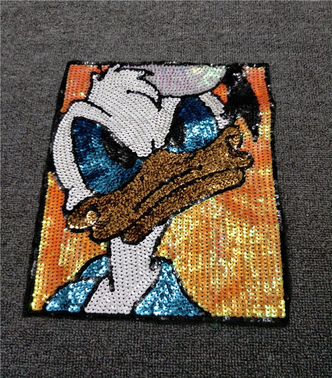 Large Donald Duck Sequined Applique Patch,sequins Cartoon Patch ...