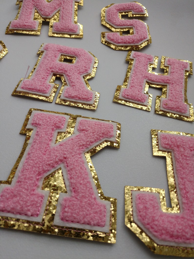 Pink Embroidered Letter Iron on Applique Patchembroidery Name - Etsy