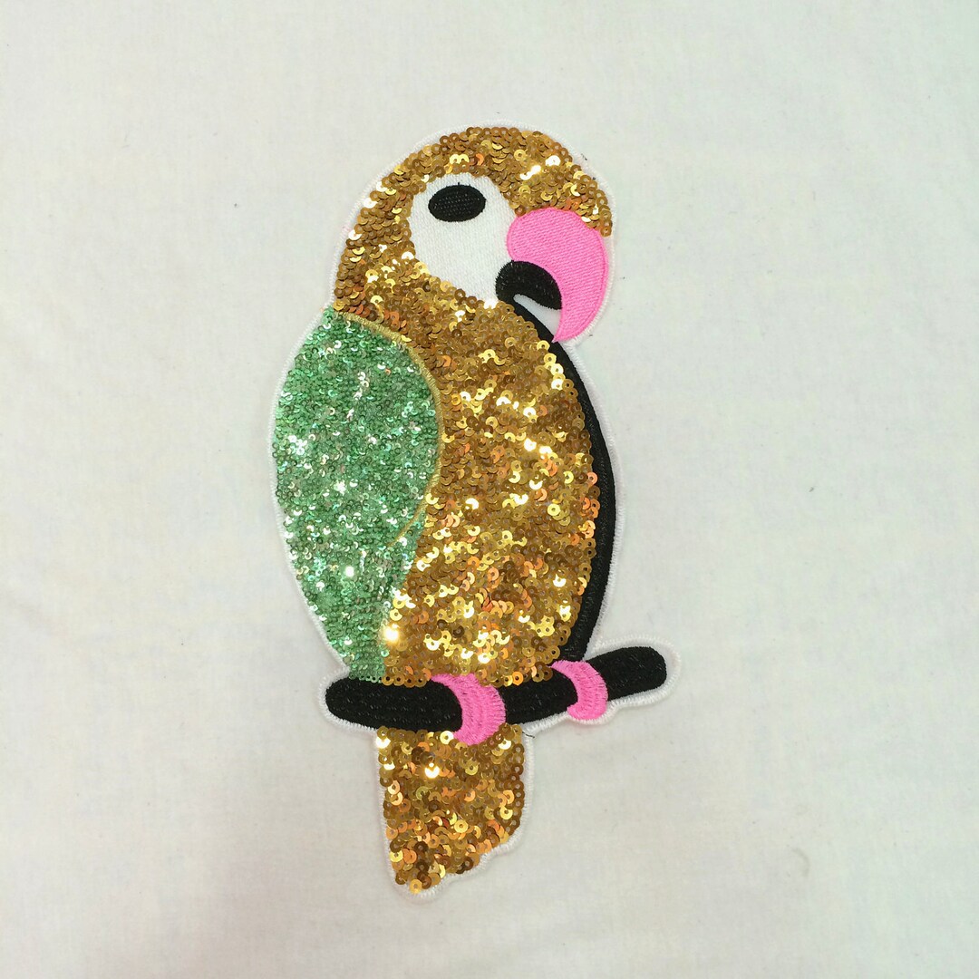 Parrot Sequined Applique Patch,paillette Patch,sequins Birds Patch ...