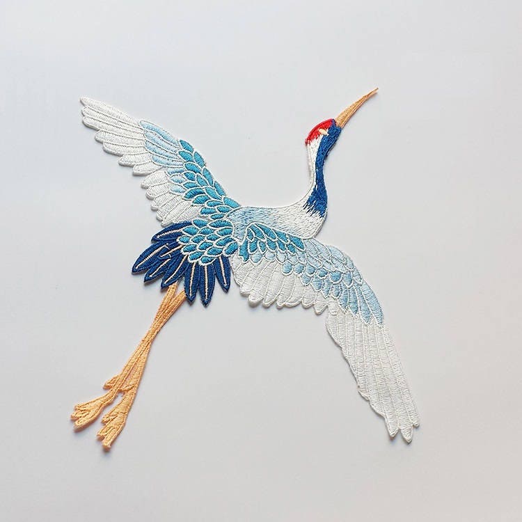 Delicate Blue Cranes Embroidered Applique Patch,embroidery Birds ...