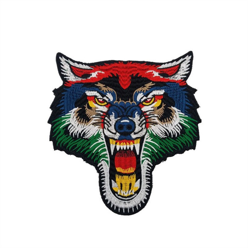 Delicate Wolf Head Embroidery Applique Patch,embroidered Wolf Patch ...