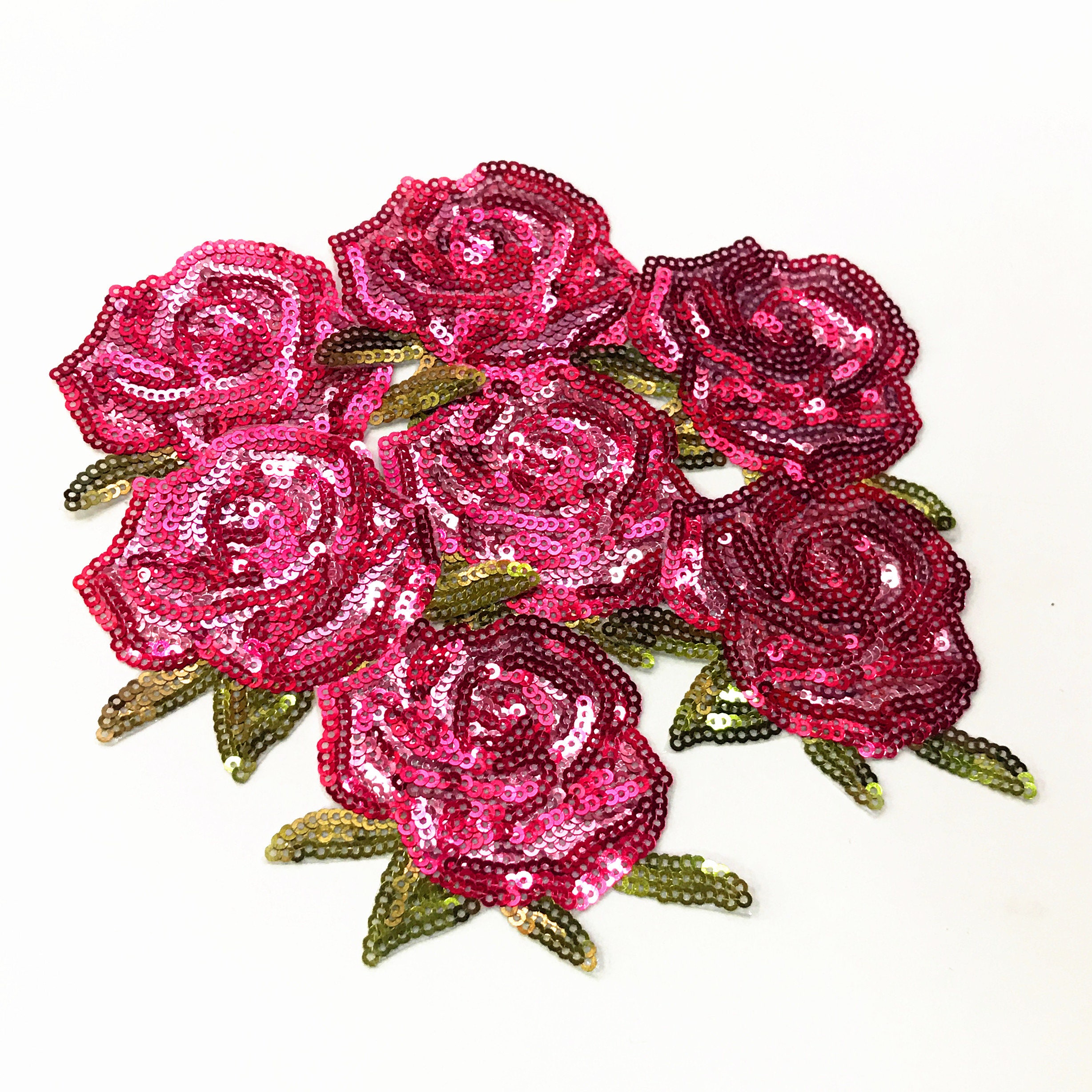 4 Pieces Flower Sequined Applique Patchsequin Florals Sequins | Etsy