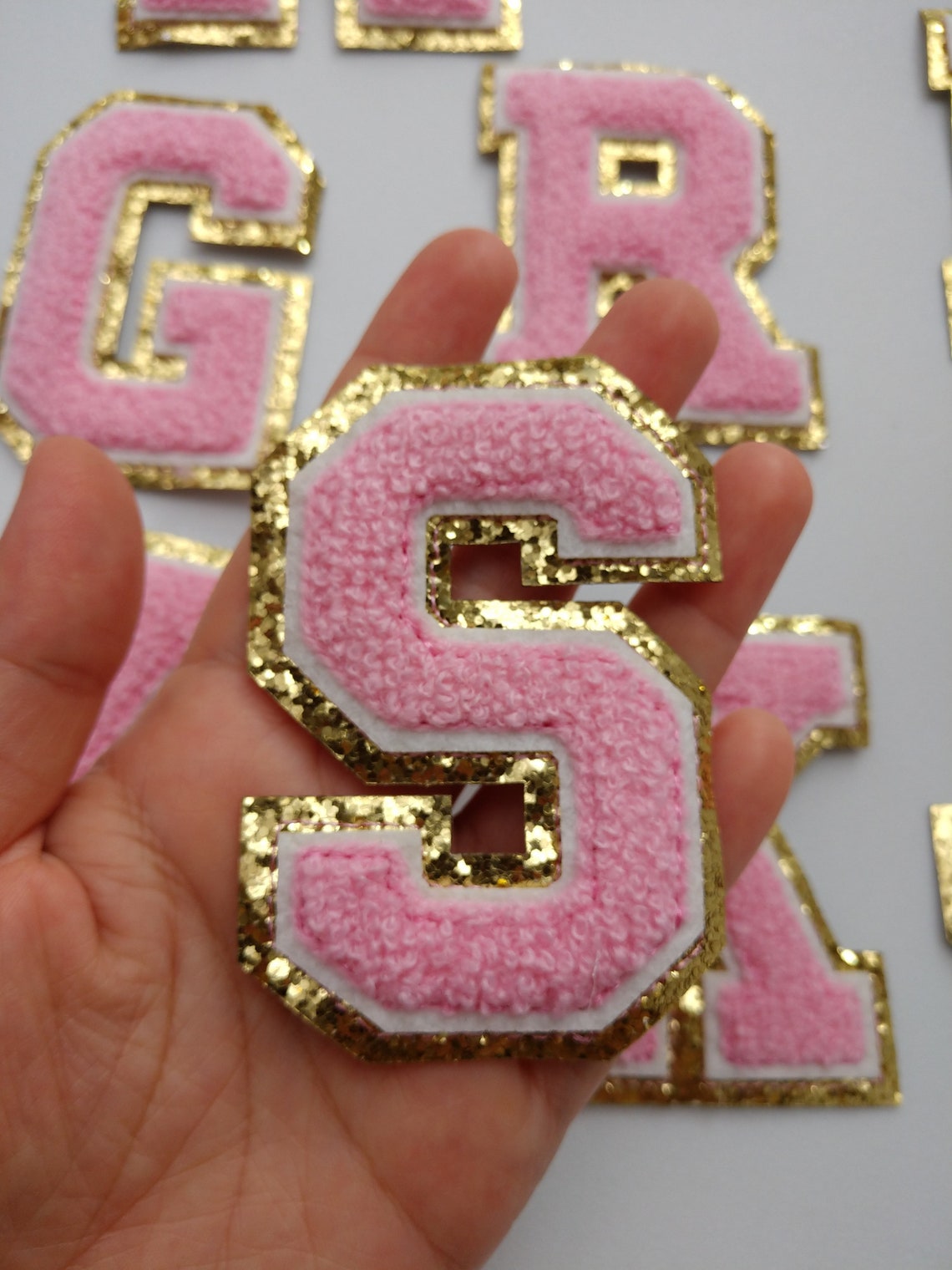 Pink Embroidered Letter Iron on Applique PatchEmbroidery Name | Etsy