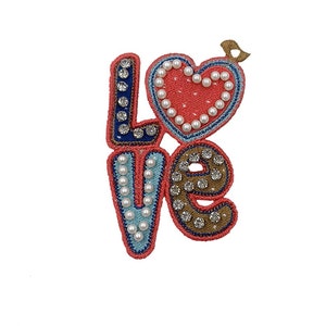 Delicate LOVE Embroidery Beaded Applique Patch,rhinestone LOVE Patch ...