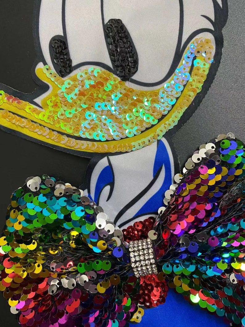 Large Donald Duck Cartoon Sequined Applique Patchpaillette | Etsy