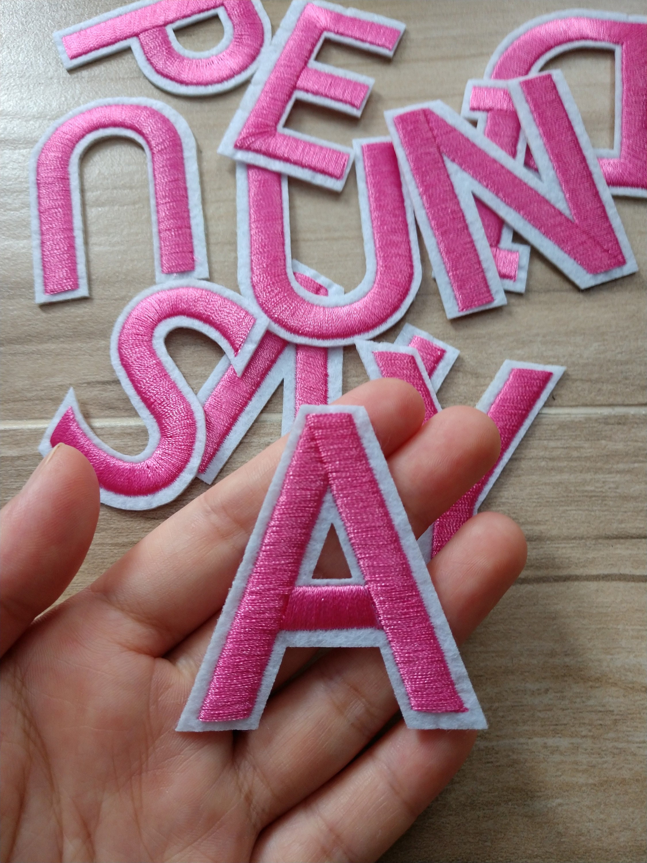 Pink Embroidered Iron on Letters Applique Patchiron on Name - Etsy