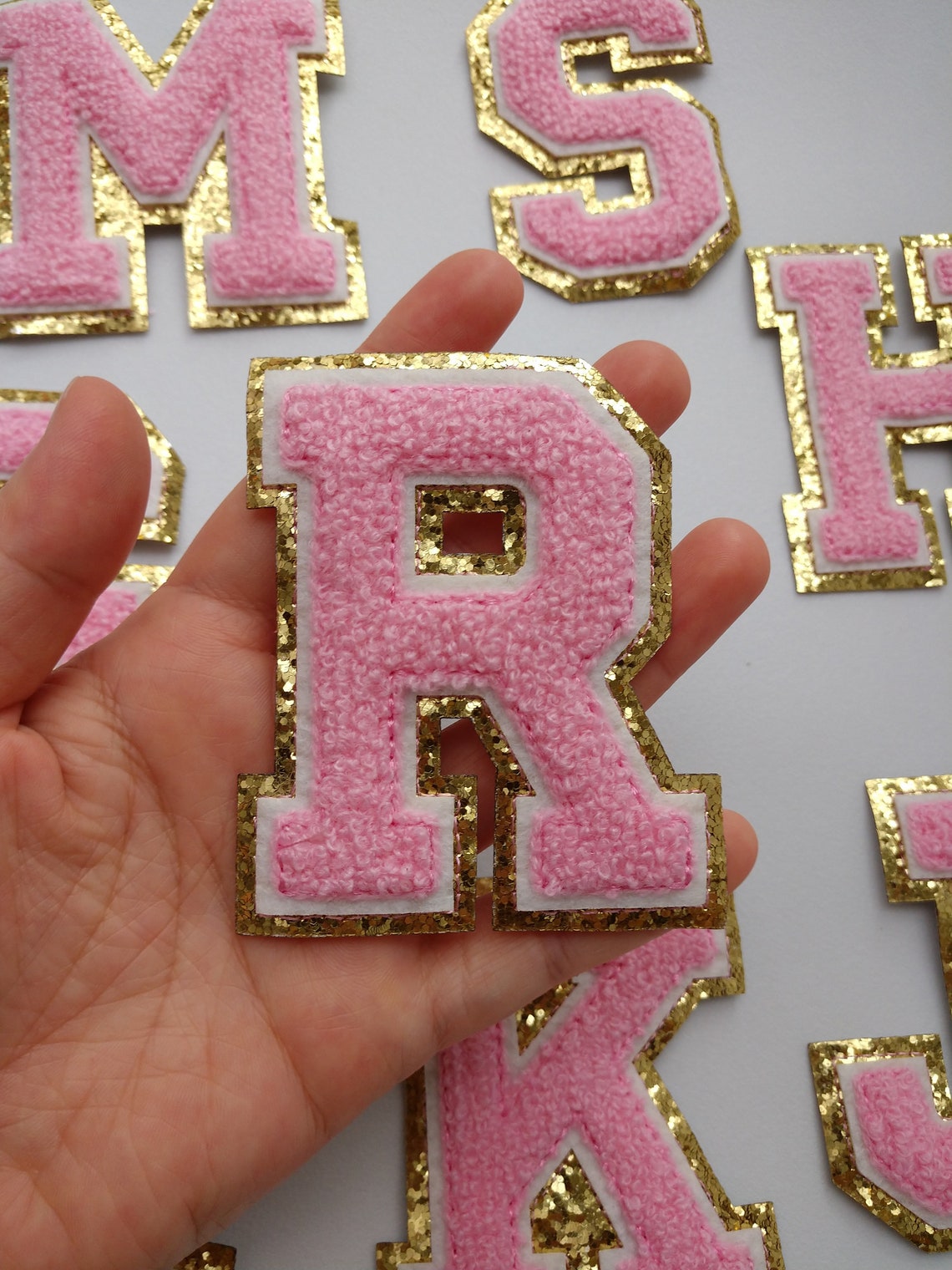 Pink Embroidered Letter Iron on Applique PatchEmbroidery Name | Etsy