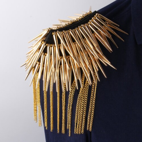 A Pair Colorful Tassels Epauletsgold Stud Epaulets Gold Studs - Etsy
