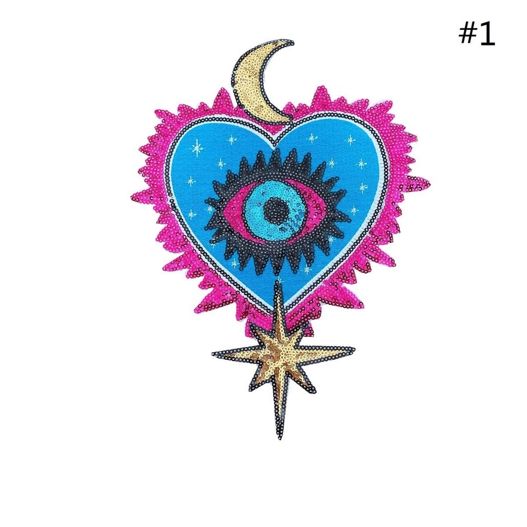 Eye Sequined Iron on Applique Patch,paillette Patch,sequins Heart Eye ...