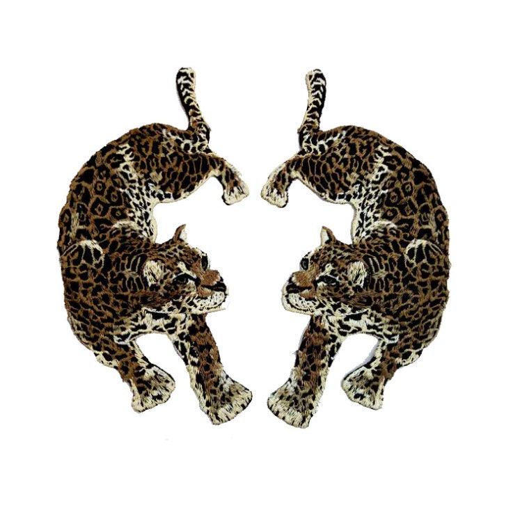 A Pair of Leopard Embroidered Applique Patchembroidery - Etsy