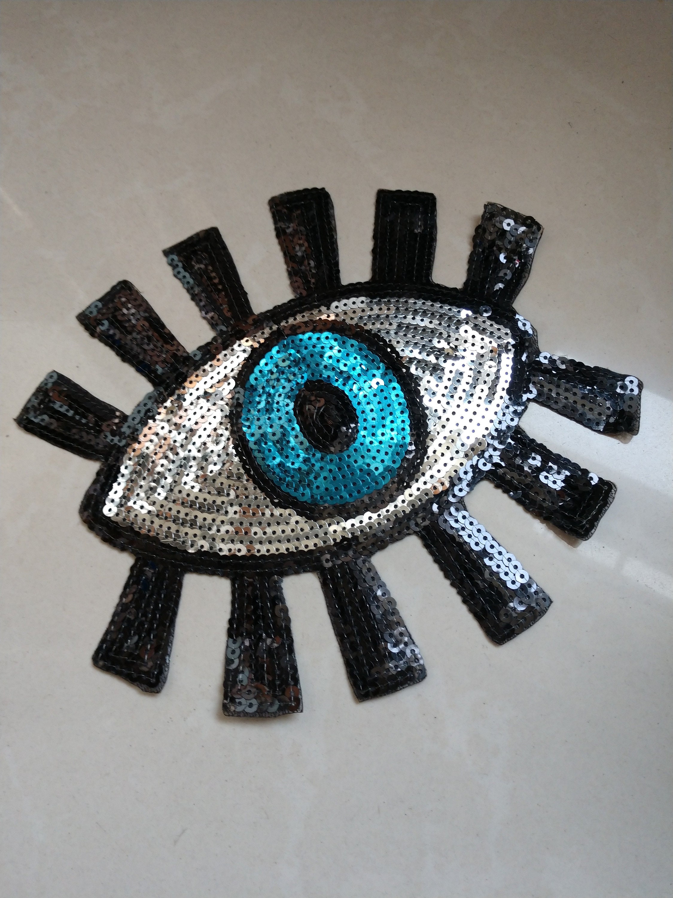 Black Eye Sequined Applique Patch,paillette Patch,sequins Eyes Patch ...
