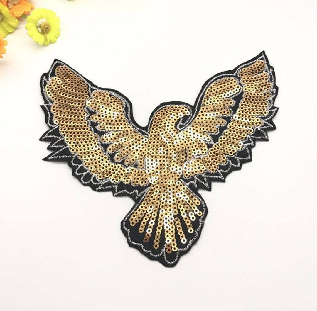 Gold Eagle Sequined Applique Patch,paillette Patch,sequins Eagle Patch ...