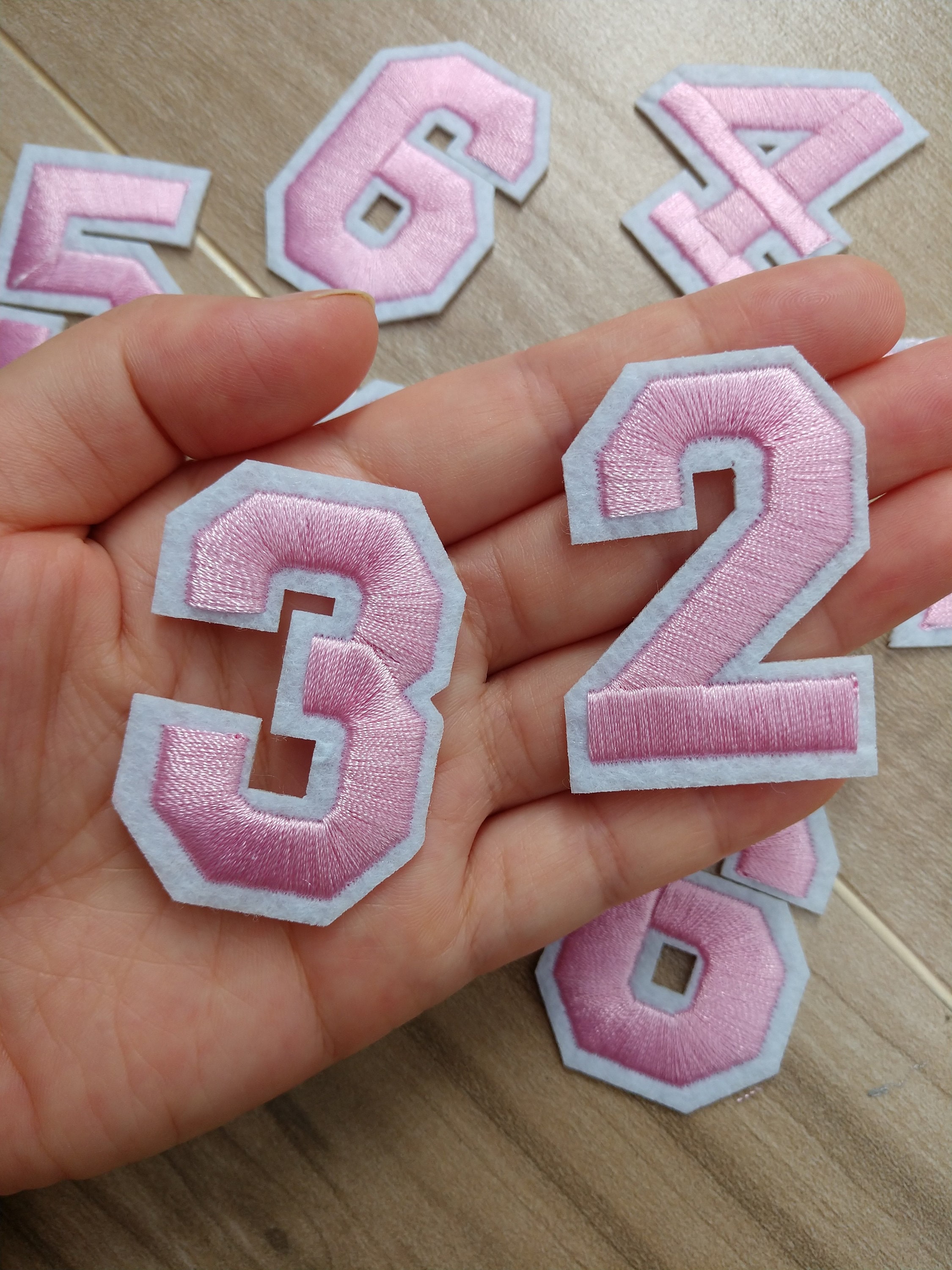 Pink Embroidered Iron on Numbers Applique Patch,iron on Numerals Patch ...