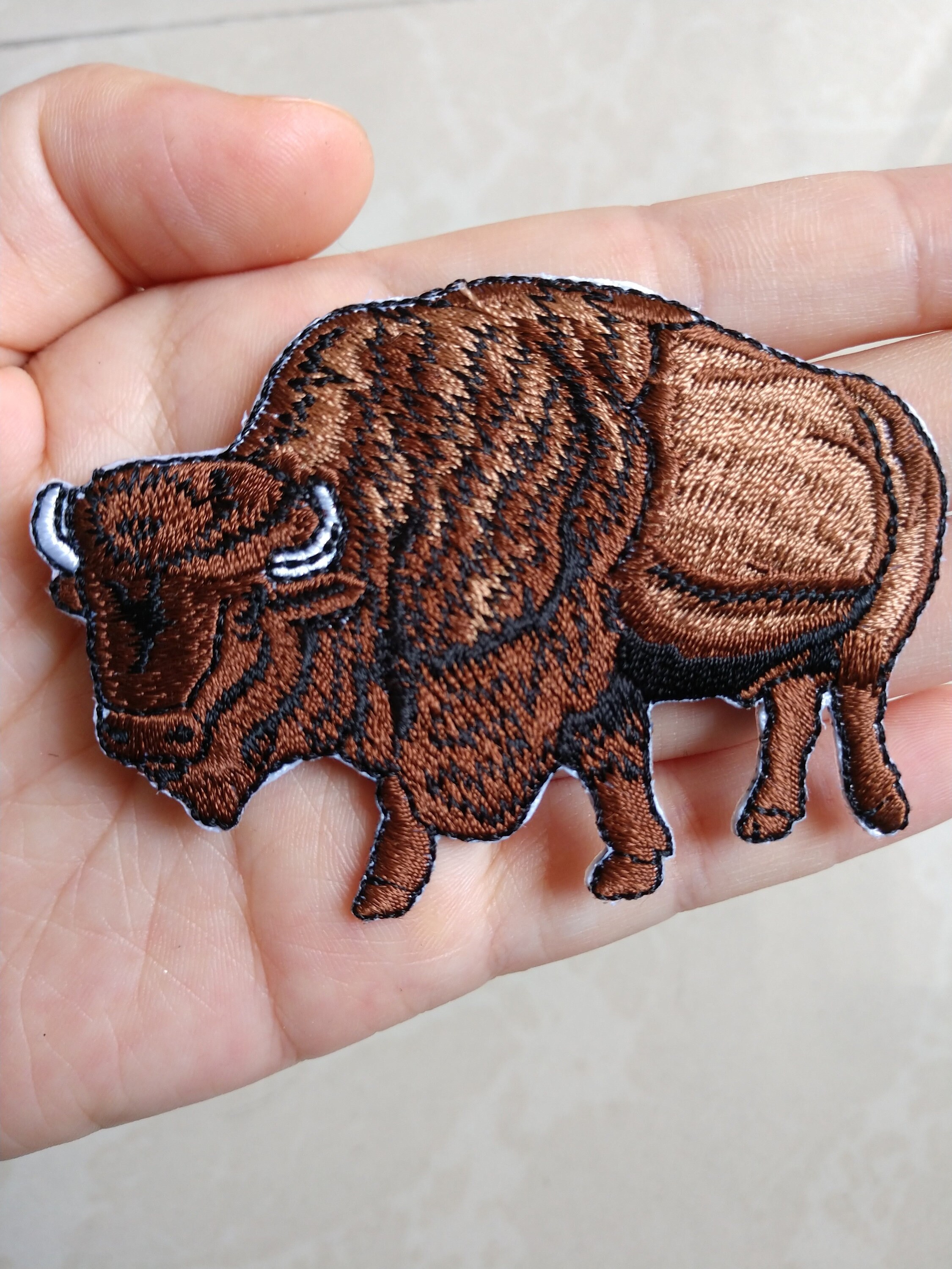 Bison Embroidered Iron on Applique Patchembroidery Bison - Etsy