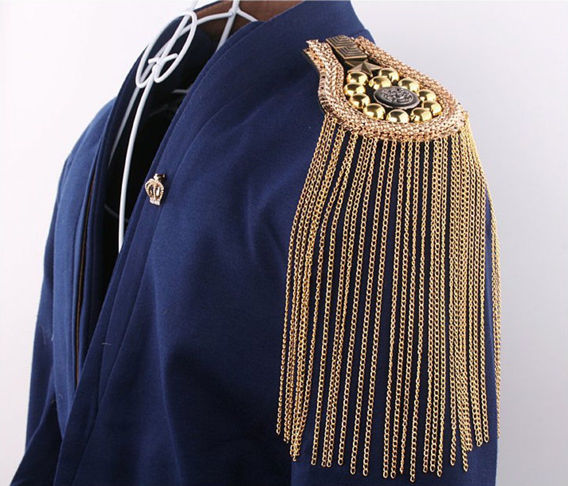A Pair of Gold or Silver Tassels Epaulet,handmade Epaulets,studs ...