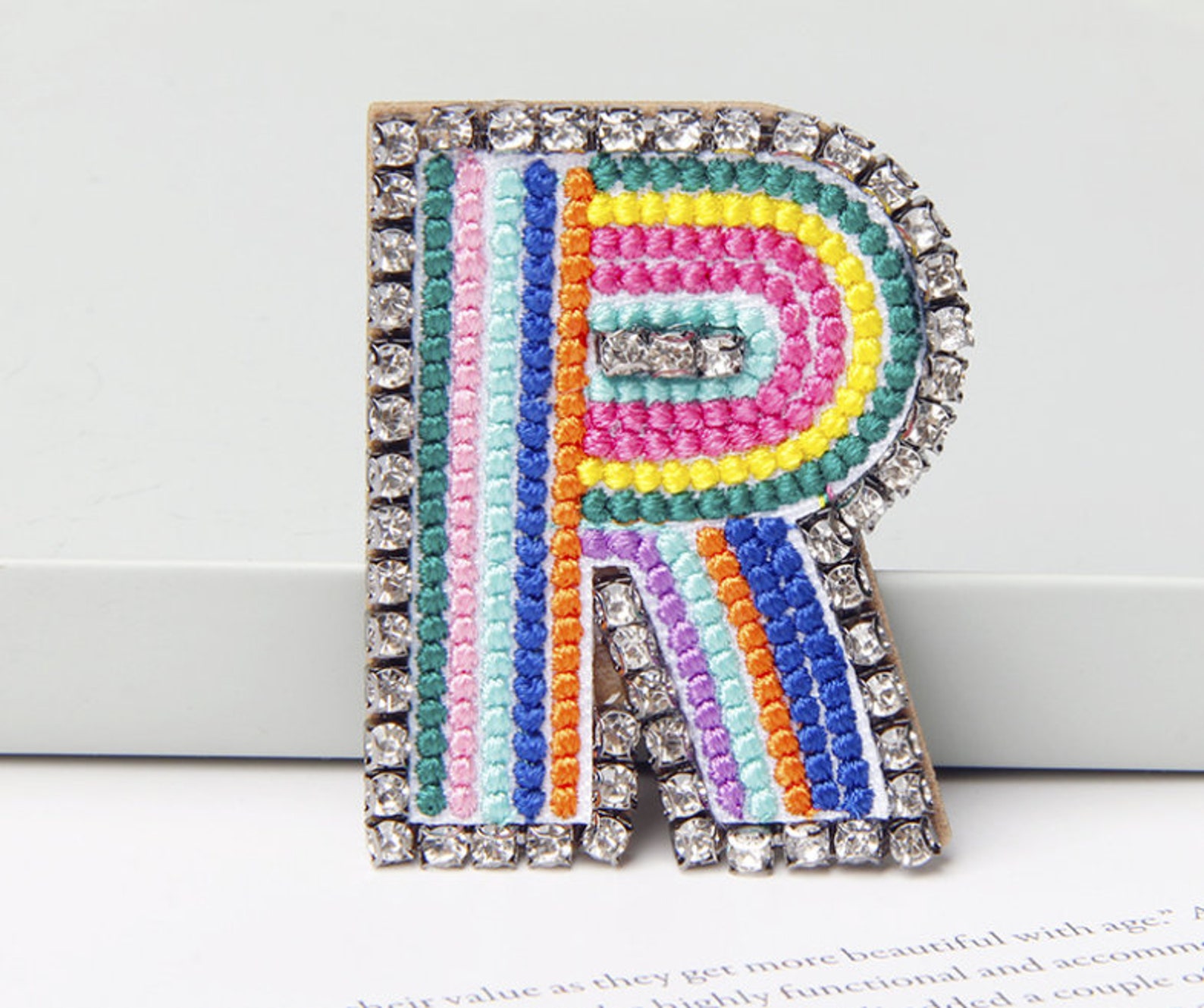 Delicate Colorful Rhinestone Embroidery Letter Applique - Etsy
