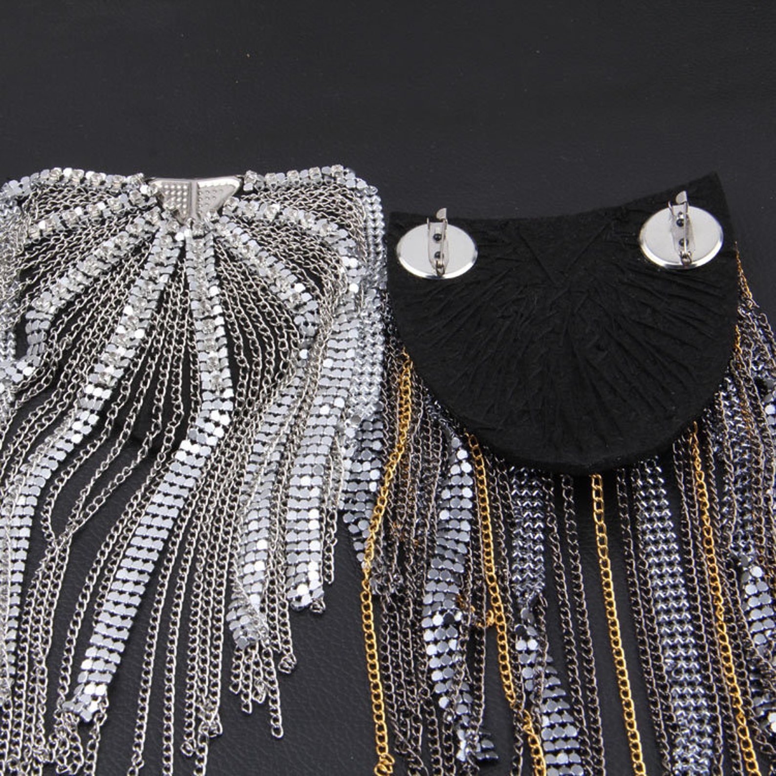 A Pair of Gold Tassels Epaulet,handmade Shoulder Pad,gold Studs ...