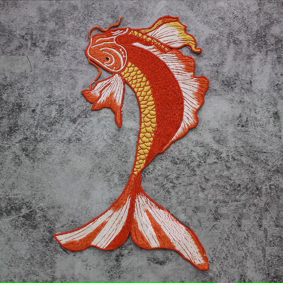Large Embroidered Fish Applique Patch,embroidery Fishes Patches for ...